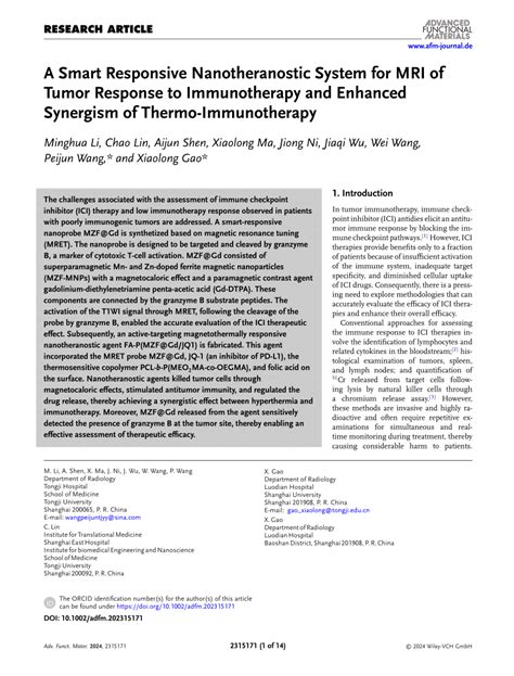 A Smart Responsive Nanotheranostic System For Mri Of Tumor Response To