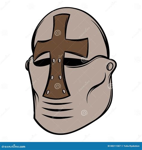 Crusader Knight Helmet Icon Cartoon 127023590