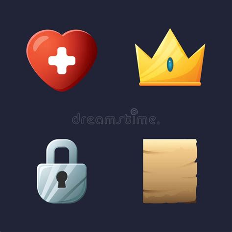 Game Ui Assets Set Gaming User Interface Icons Collection Stock Vector Illustration Of