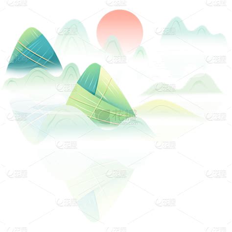 端午节五月初五中国风中式插画粽子山水元素素材