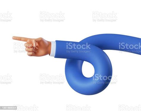 3d 렌더링 재미있는 만화 캐릭터 나선형 손은 가리키는 손가락으로 방향을 보여줍니다 흰색 배경에 격리된 비즈니스 클립 아트 0