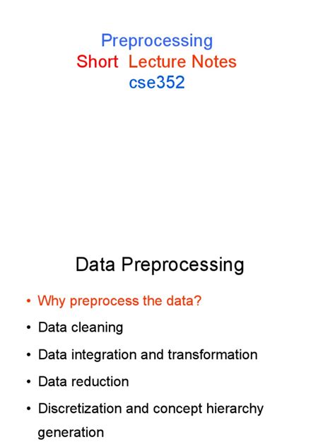 Slide 2 Data Preprocessing Pdf Cluster Analysis Regression Analysis