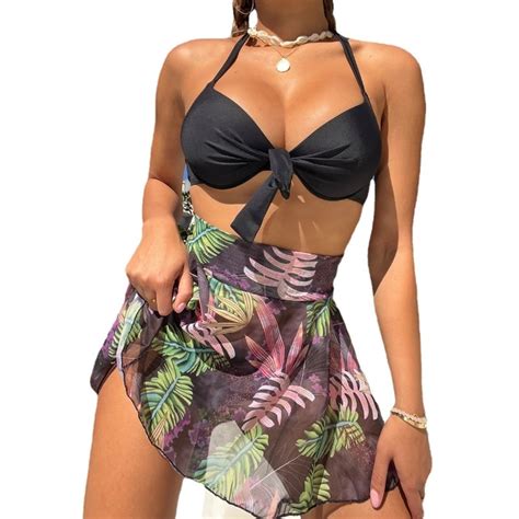 Novahus Traje De Baño Bikini Playa Bikini Cintura Alta Negronaranja