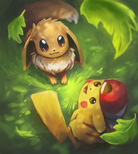 Pikachu And Eevee Pokemon Drawn By Foxeaf Danbooru