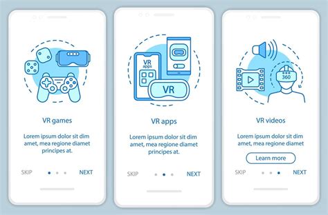 Virtual Reality Programs Onboarding Mobile App Page Screen With Linear Concepts Vr