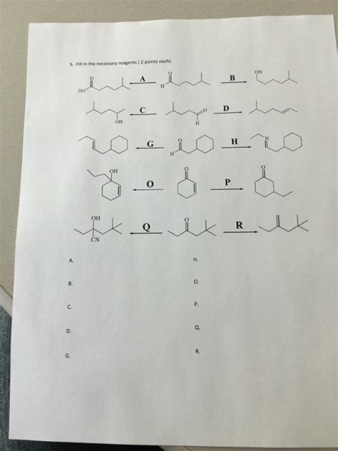 Solved Fill In Reagents
