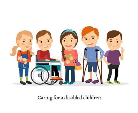Gehandicapt Of Gehandicapte Kinderen Met Vrienden Vector Illustratie