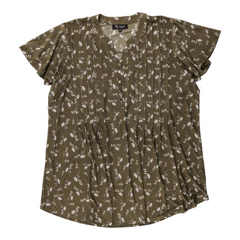 Lily Morgan Womens Plus V Neck Pintuck Blouse Giant Tiger