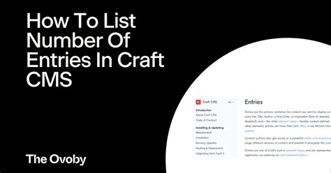 How To List Number Of Entries In Craft Cms The Ovoby