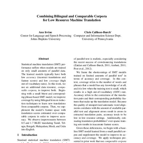 Combining Bilingual And Comparable Corpora For Low Resource Machine