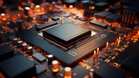 마더보드 회로 Cpu 마이크로칩 디지털 Ai 생성 그림의 근접 촬영 하드웨어 배경 프리미엄 사진