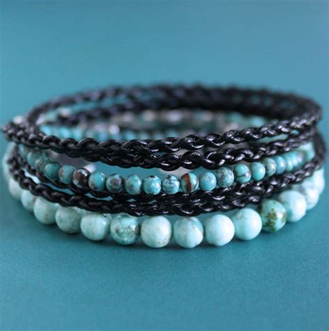 Mens Thin Black Leather Braid Wrap Bracelet Lynntodddesigns