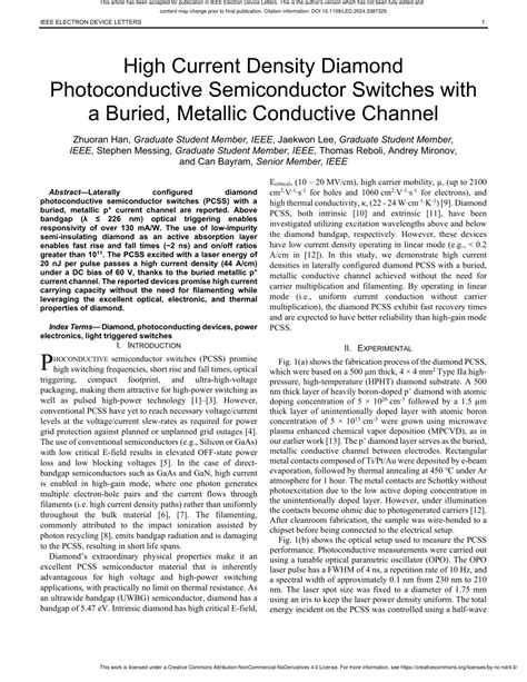 Pdf High Current Density Diamond Photoconductive Semiconductor