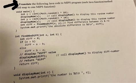 Solved Translate The Following Java Code To Mips Program