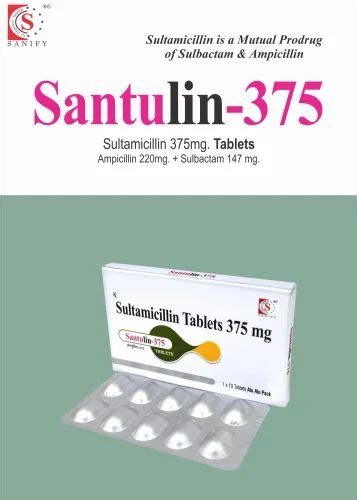 Santulin 375 Sultamicillin Tosylate 375mg Monocarton Pack Packaging