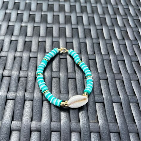 Accessories Clay Bead Bracelet Set For Summer Turquoise Gold And White Poshmark
