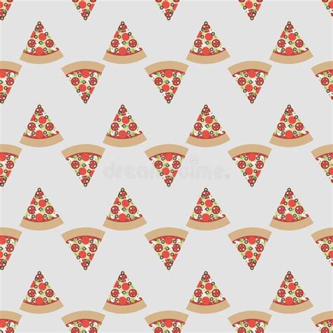 Vector Cute Seamless Pattern With Pizza Slices Stock Image Image Of