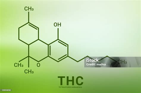 Thc 또는 테트라하이드로칸 나비놀 분자 구조 화학 포뮬러 Thc에 대한 스톡 벡터 아트 및 기타 이미지 Thc 개념
