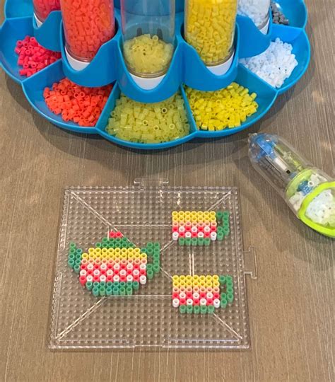 Perler Beads Tea Pot And Cups Magnets Fuse Bead Patterns Perler Bead