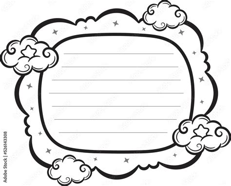 Cloud Frame Note Letter For Writing Sketch For Coloring Stock Vector