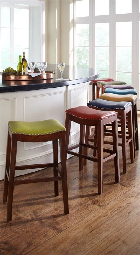 Julien Leather Bar Stool With Brushed Nickel Accents