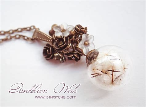 Dandelion Necklace Fall Jewelry Make A Wish Necklace Glass Etsy