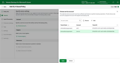 Step 3a Select Service Account Veeam Backup For Microsoft Azure Guide