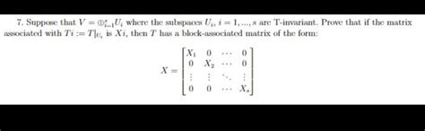 Solved 7 Suppose That Vdi−1nui Where The Subspaces