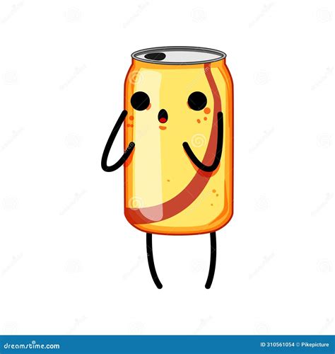 Metal Soda Can Character Cartoon Vector Illustration Stock Vector