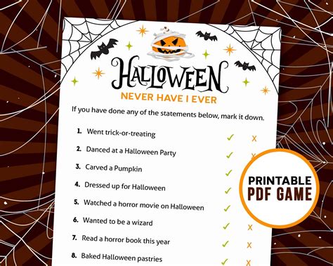 Halloween Games Never Have I Ever Ever Or Never Trivia Spooky Party