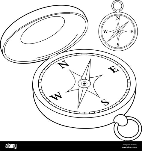 Compass Vector Black And White Illustration Stock Vector Image And Art