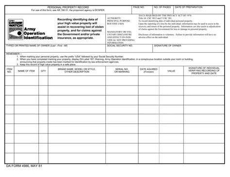 Da Form 5513 Printable Form 2025