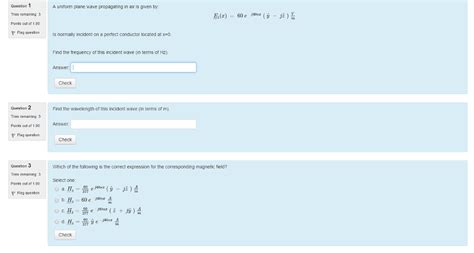 Solved A Uniform Plane Wave Propagating In Air Is Given By Chegg