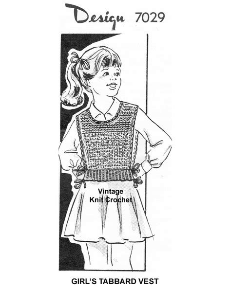 Womans Crochet Tabard Vest Pattern Popcorn Stitch Mail Order Design 7018
