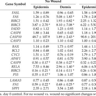 Fold Changes In Gene Expression Download Table