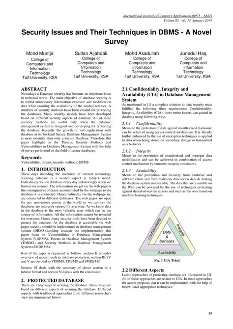 Pdf Security Issues And Their Techniques In Dbms A Novel Survey