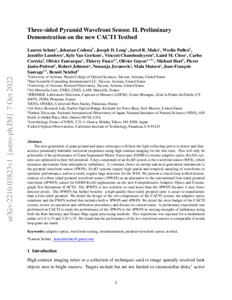 Pdf Three Sided Pyramid Wavefront Sensor Ii Preliminary