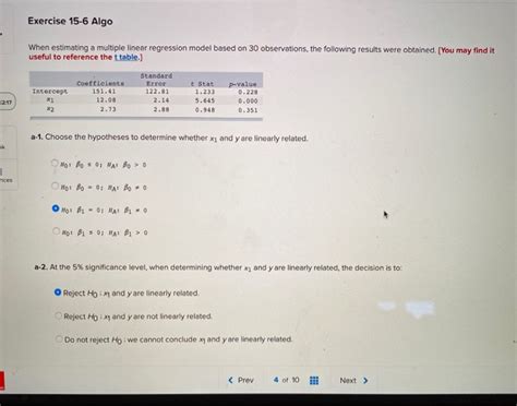 solved exercise 15 6 algo when estimating a multiple linear