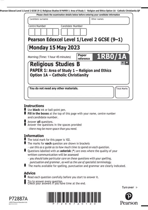 Pearson Edexcel Level 1level 2 Gcse 91 Religious Studies B Paper 1