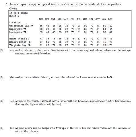 Assume Import Numpy As Np And Import Pandas As Pd Chegg