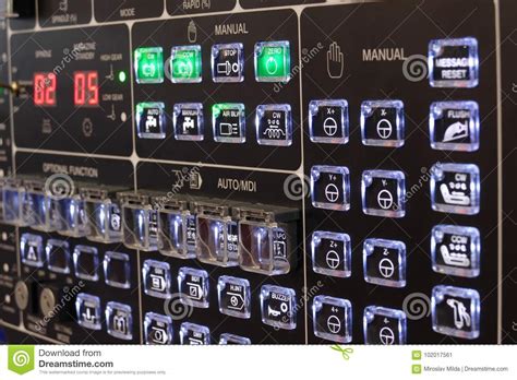 Panel De Control Del Cnc Imagen De Archivo Imagen De Ajuste 102017561
