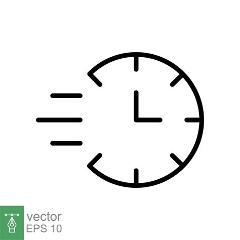 Fast Time Icon Simple Outline Style Quick Delivery Clock Rush