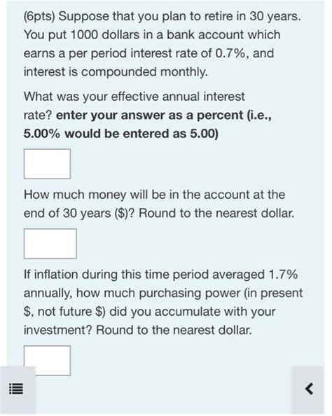 Solved 6pts Suppose That You Plan To Retire In 30 Years Chegg