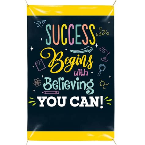 Success Begins With Believing You Can 5 X 3 Vinyl Banner Positive
