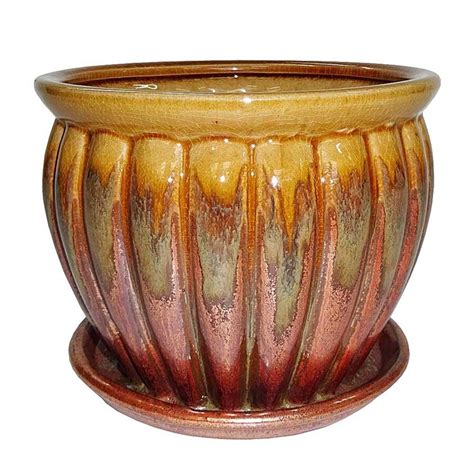 Garden Treasures 622 In W X 571 In H Copper Honey Ceramic Planter At