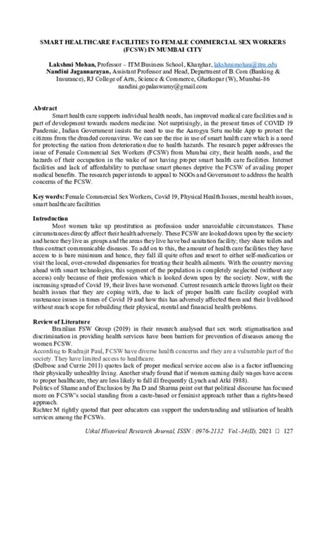 Pdf Smart Healthcare Facilities To Female Commercial Sex Workers
