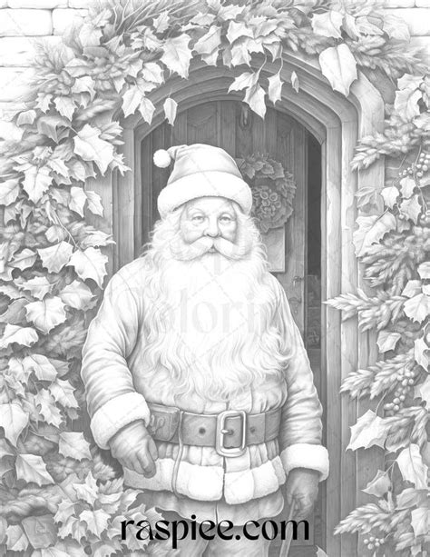 90 Merry Christmas Grayscale Coloring Pages Printable For Adults PDF