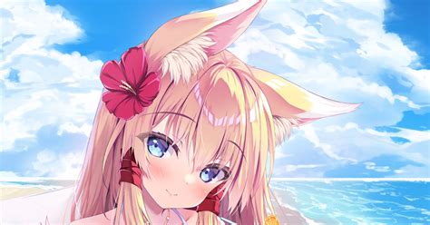 狐娘 ビーチバカンス 立羽🦊fanbox＆夏コミのイラスト Pixiv