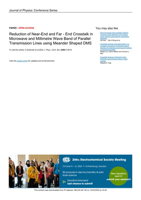 pdf reduction of near end and far end crosstalk in microwave and