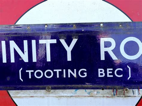 1926 London Underground Enamel Platform Sign Trinity Road Tooting